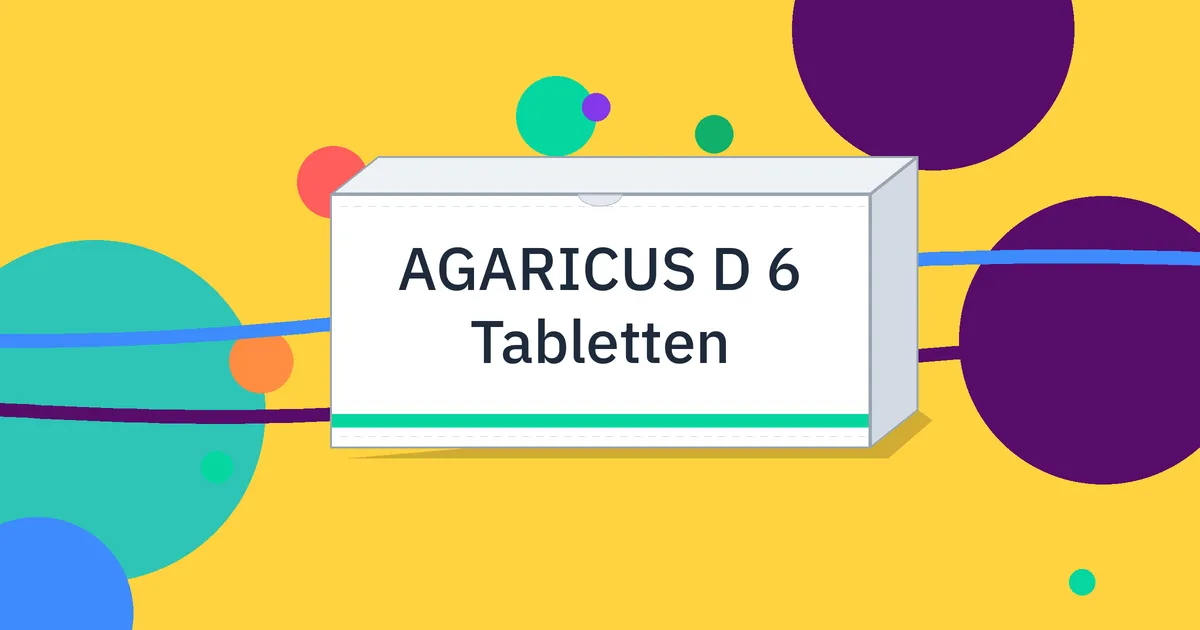 Symbolbild: Packung mit der Aufschrift AGARICUS D 6 Tabletten (PZN 02120582) – Verfügbarkeit und Bezug in Apotheken in Frankfurt am Main