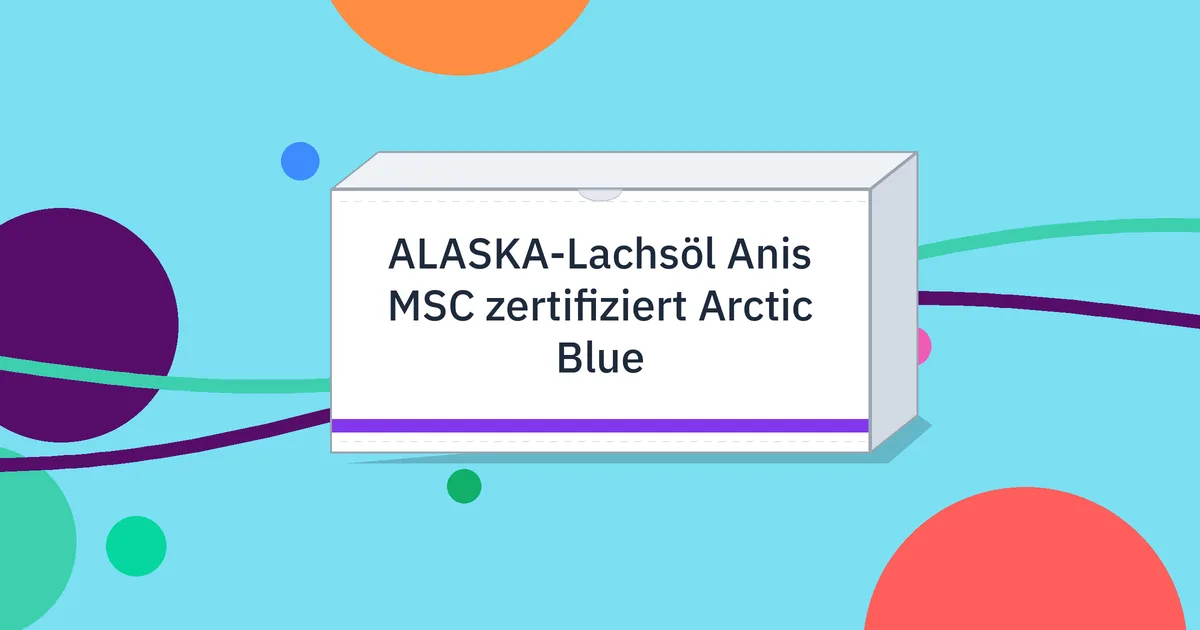 Symbolbild: Packung mit der Aufschrift ALASKA-Lachsöl Anis MSC zertifiziert Arctic Blue (PZN 15300707) – Verfügbarkeit und Bezug in Apotheken in Frankfurt am Main