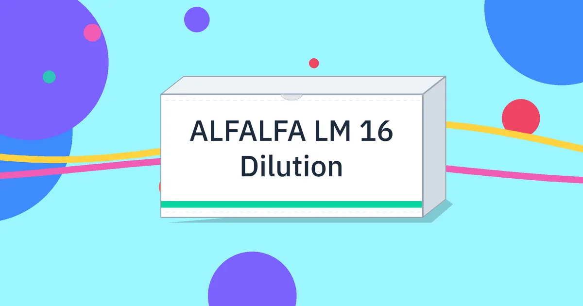 Symbolbild: Packung mit der Aufschrift ALFALFA LM 16 Dilution (PZN 13310216) – Verfügbarkeit und Bezug in Apotheken in Frankfurt am Main