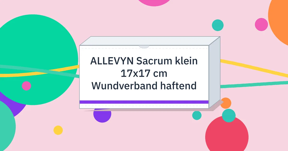 Symbolbild: Packung mit der Aufschrift ALLEVYN Sacrum klein 17x17 cm Wundverband haftend (PZN 17969722) – Verfügbarkeit und Bezug in Apotheken in Frankfurt am Main