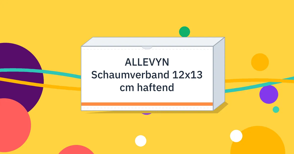 Symbolbild: Packung mit der Aufschrift ALLEVYN Schaumverband 12x13 cm haftend (PZN 10054149) – Verfügbarkeit und Bezug in Apotheken in Frankfurt am Main