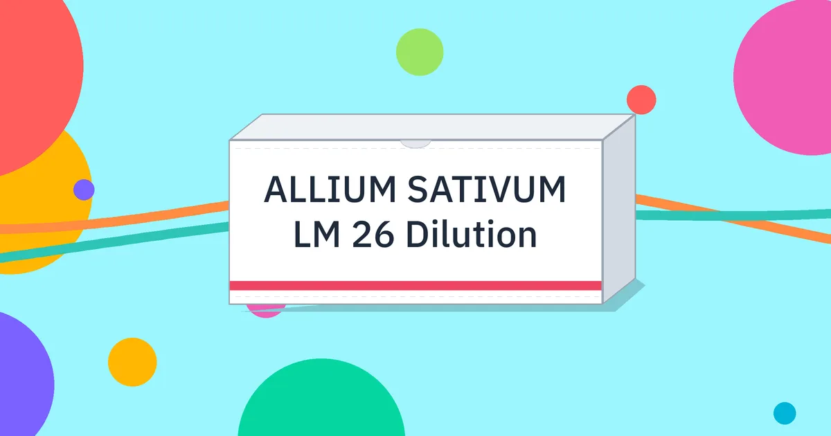 Symbolbild: Packung mit der Aufschrift ALLIUM SATIVUM LM 26 Dilution (PZN 13311718) – Verfügbarkeit und Bezug in Apotheken in Frankfurt am Main