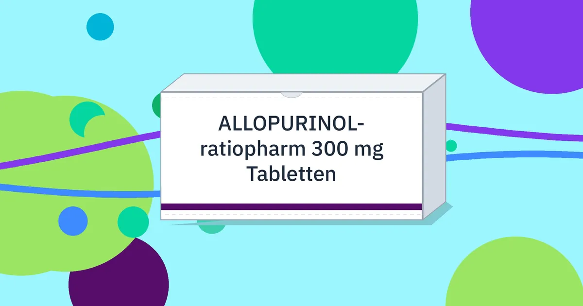 Symbolbild: Packung mit der Aufschrift ALLOPURINOL-ratiopharm 300 mg Tabletten (PZN 01686206) – Verfügbarkeit und Bezug in Apotheken in Frankfurt am Main
