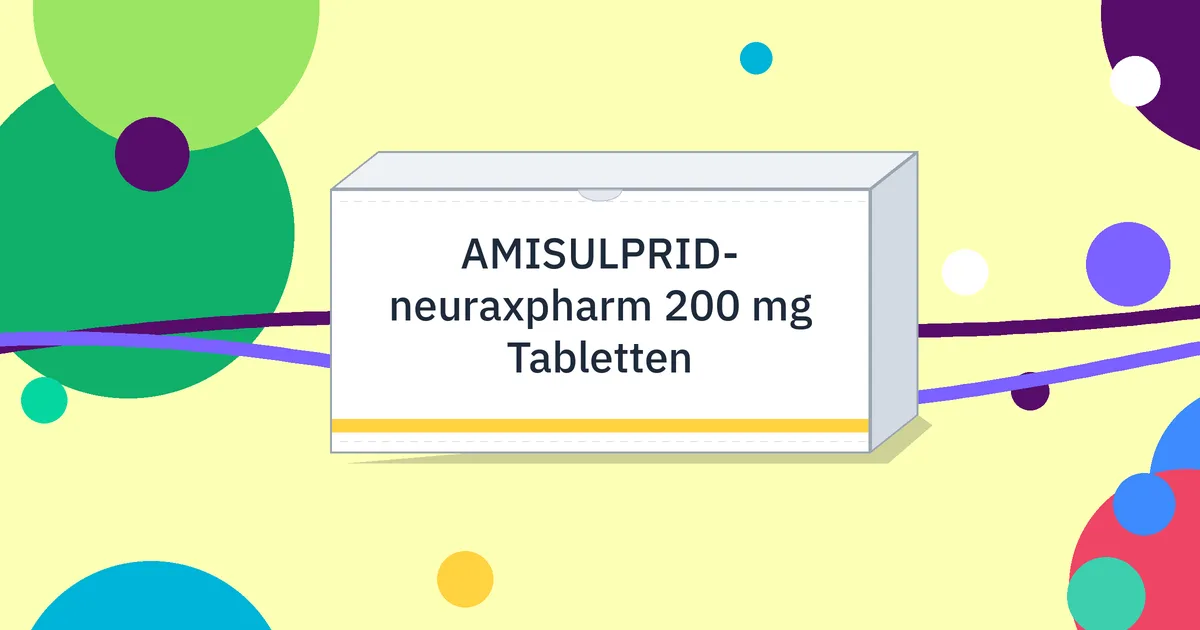 Symbolbild: Packung mit der Aufschrift AMISULPRID-neuraxpharm 200 mg Tabletten (PZN 03836578) – Verfügbarkeit und Bezug in Apotheken in Frankfurt am Main