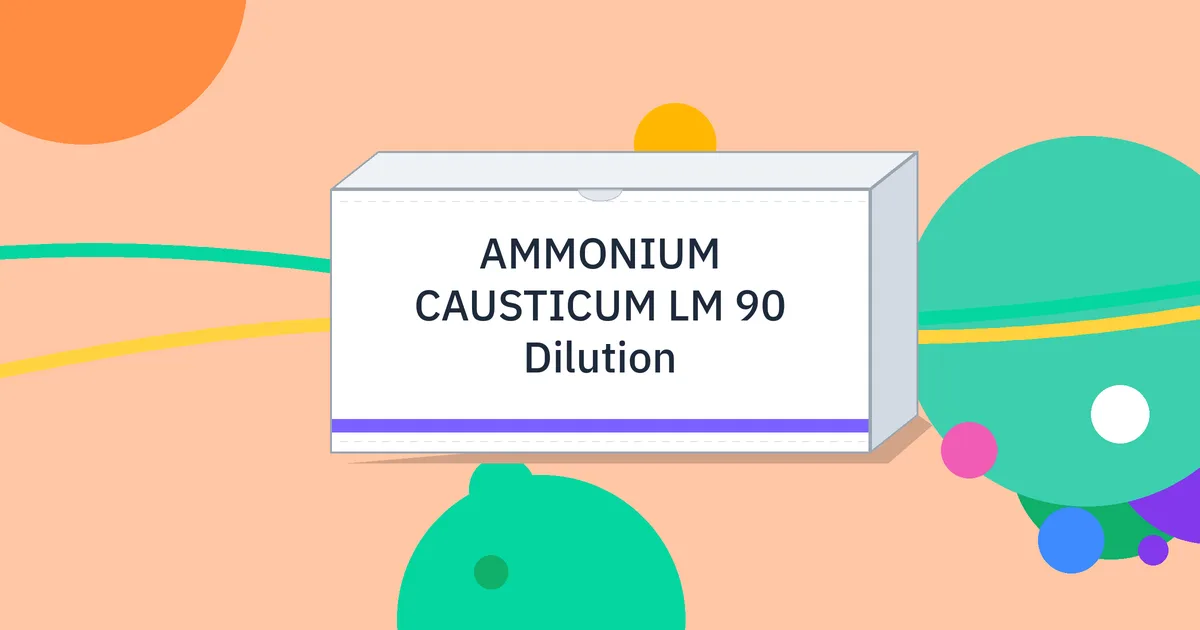 Symbolbild: Packung mit der Aufschrift AMMONIUM CAUSTICUM LM 90 Dilution (PZN 13321131) – Verfügbarkeit und Bezug in Apotheken in Frankfurt am Main
