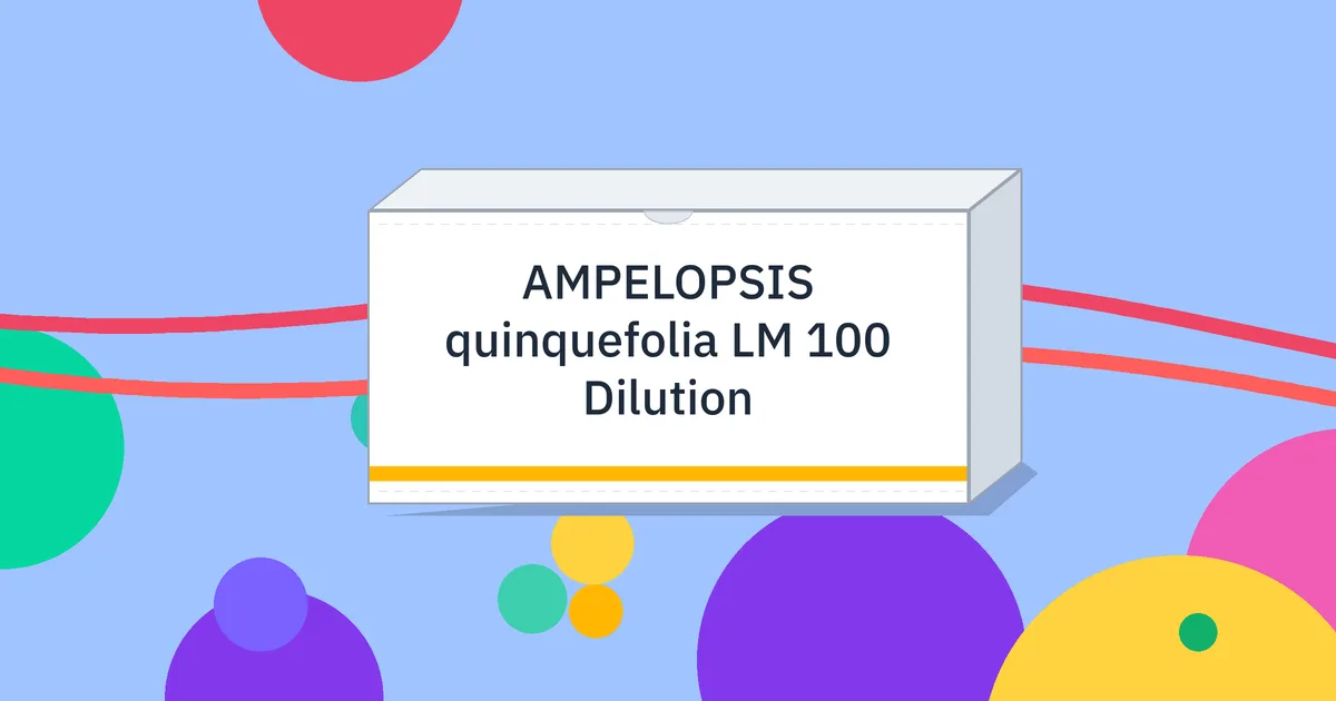 Symbolbild: Packung mit der Aufschrift AMPELOPSIS quinquefolia LM 100 Dilution (PZN 13325382) – Verfügbarkeit und Bezug in Apotheken in Frankfurt am Main