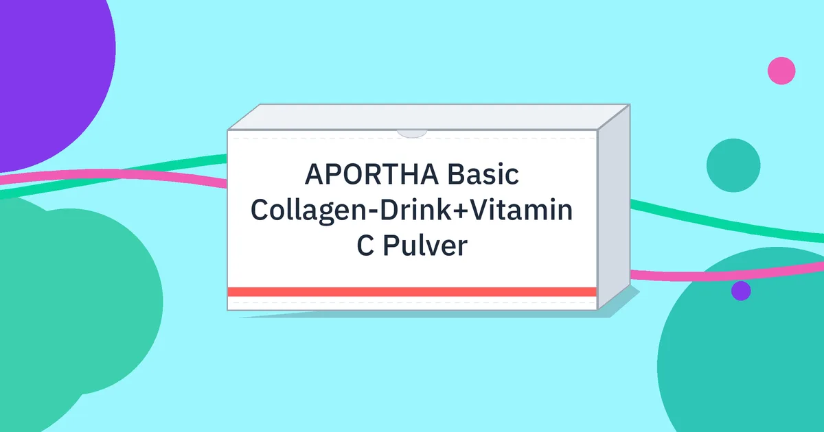 Symbolbild: Packung mit der Aufschrift APORTHA Basic Collagen-Drink+Vitamin C Pulver (PZN 17507453) – Verfügbarkeit und Bezug in Apotheken in Frankfurt am Main