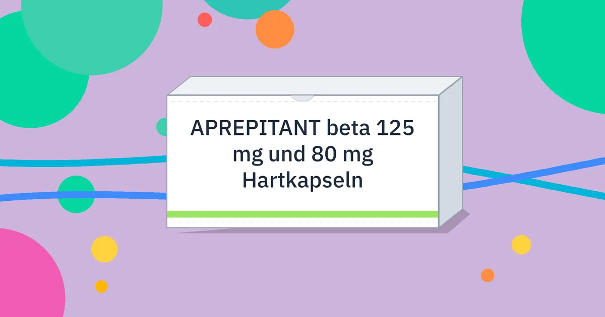 Symbolbild: Packung mit der Aufschrift APREPITANT beta 125 mg und 80 mg Hartkapseln (PZN 14295571) – Verfügbarkeit und Bezug in Apotheken in Frankfurt am Main