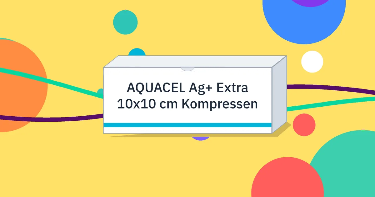 Symbolbild: Packung mit der Aufschrift AQUACEL Ag+ Extra 10x10 cm Kompressen (PZN 10203810) – Verfügbarkeit und Bezug in Apotheken in Frankfurt am Main