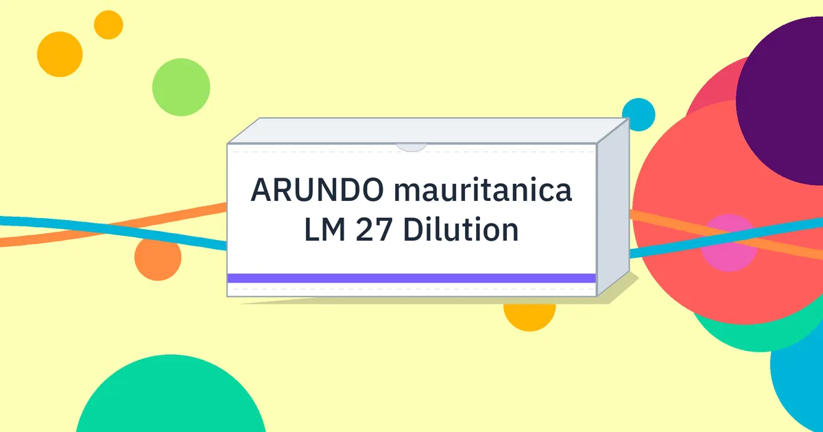 Symbolbild: Packung mit der Aufschrift ARUNDO mauritanica LM 27 Dilution (PZN 12781273) – Verfügbarkeit und Bezug in Apotheken in Frankfurt am Main