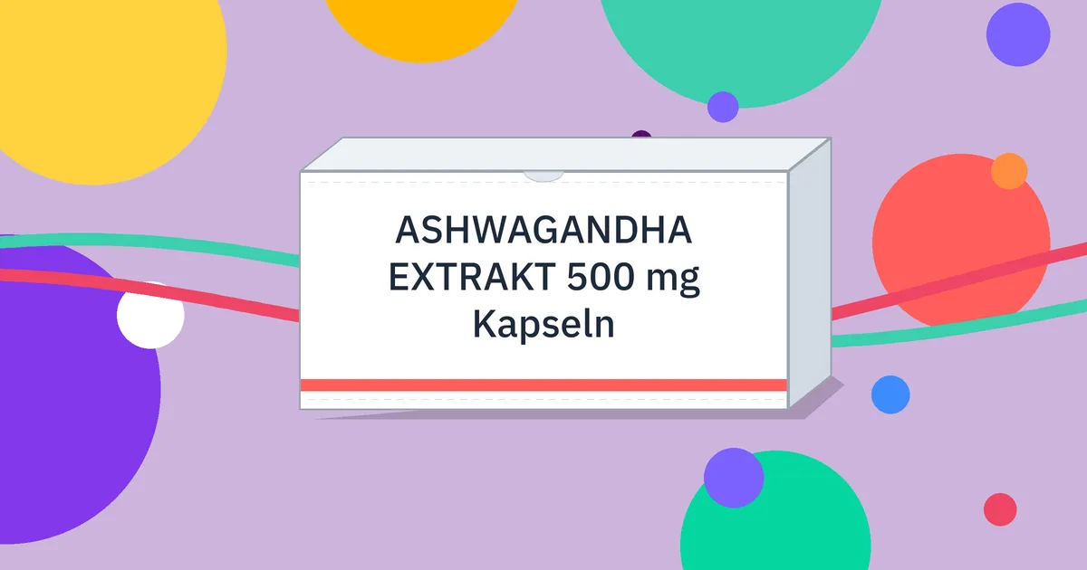 Symbolbild: Packung mit der Aufschrift ASHWAGANDHA EXTRAKT 500 mg Kapseln (PZN 18659596) – Verfügbarkeit und Bezug in Apotheken in Frankfurt am Main