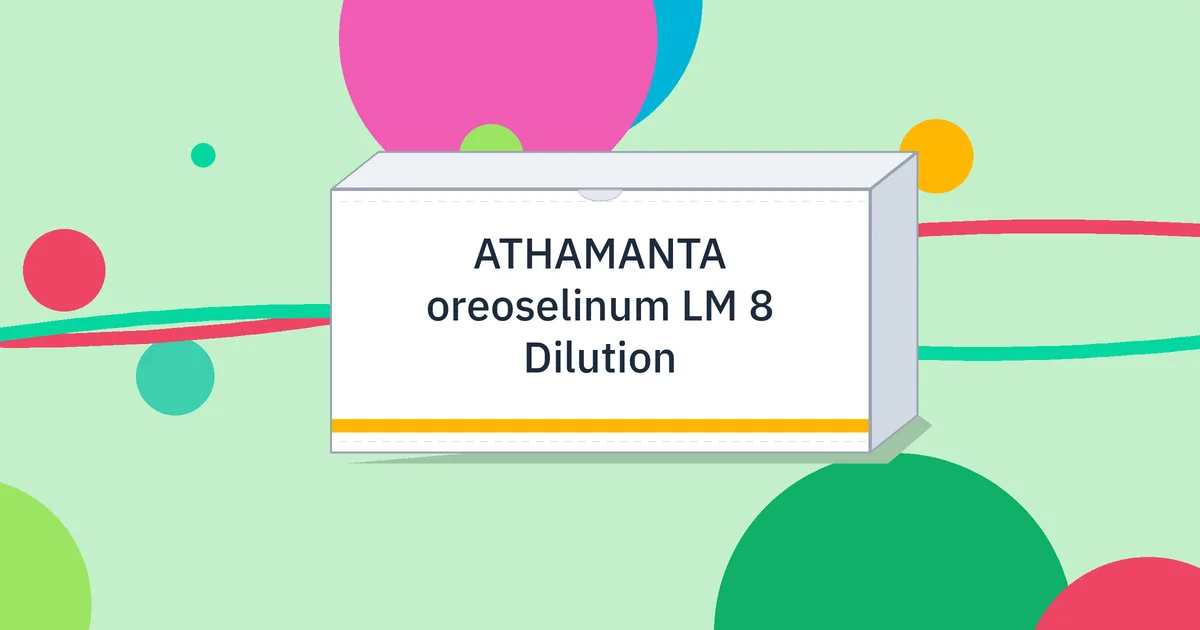 Symbolbild: Packung mit der Aufschrift ATHAMANTA oreoselinum LM 8 Dilution (PZN 13405744) – Verfügbarkeit und Bezug in Apotheken in Frankfurt am Main