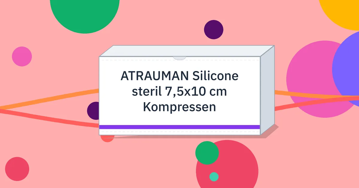 Symbolbild: Packung mit der Aufschrift ATRAUMAN Silicone steril 7,5x10 cm Kompressen (PZN 12577443) – Verfügbarkeit und Bezug in Apotheken in Frankfurt am Main