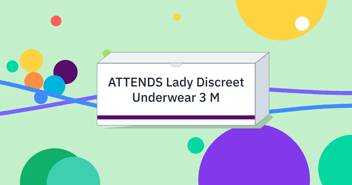 Symbolbild: Packung mit der Aufschrift ATTENDS Lady Discreet Underwear 3 M (PZN 18244582) – Verfügbarkeit und Bezug in Apotheken in Frankfurt am Main
