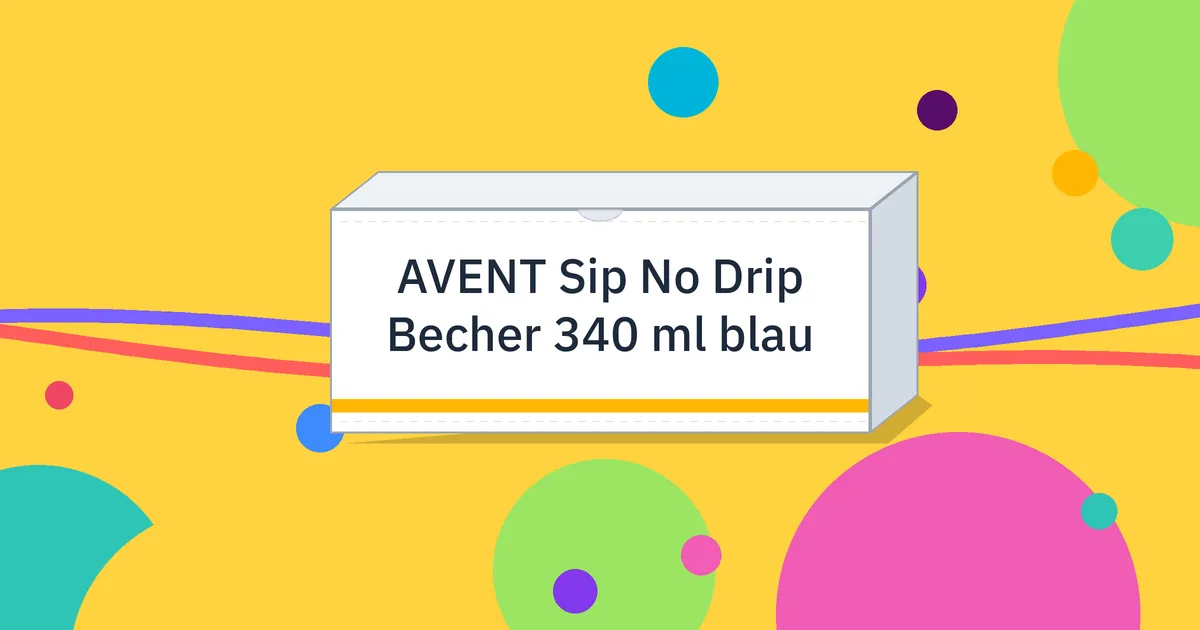 Symbolbild: Packung mit der Aufschrift AVENT Sip No Drip Becher 340 ml blau (PZN 10201403) – Verfügbarkeit und Bezug in Apotheken in Frankfurt am Main