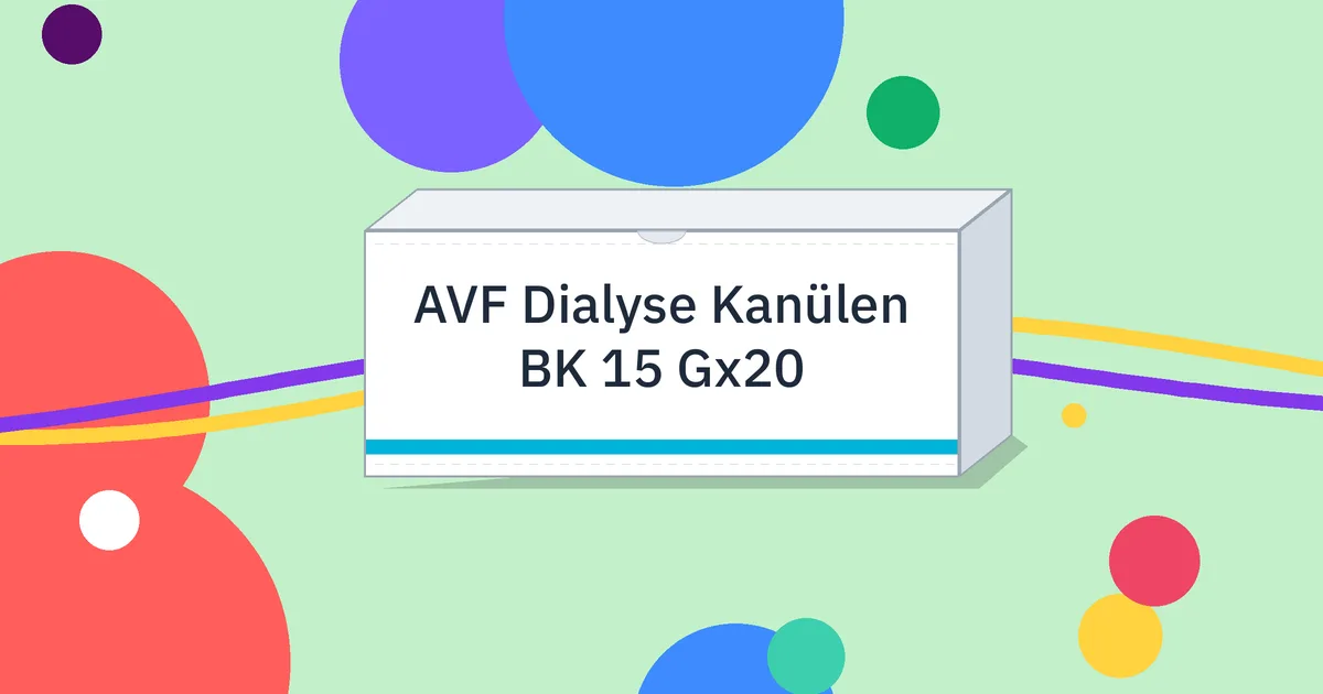 Symbolbild: Packung mit der Aufschrift AVF Dialyse Kanülen BK 15 Gx20 (PZN 04168920) – Verfügbarkeit und Bezug in Apotheken in Frankfurt am Main