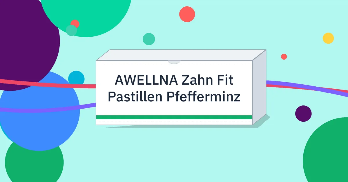 Symbolbild: Packung mit der Aufschrift AWELLNA Zahn Fit Pastillen Pfefferminz (PZN 16596638) – Verfügbarkeit und Bezug in Apotheken in Frankfurt am Main