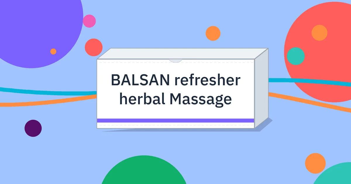 Symbolbild: Packung mit der Aufschrift BALSAN refresher herbal Massage (PZN 10827373) – Verfügbarkeit und Bezug in Apotheken in Frankfurt am Main