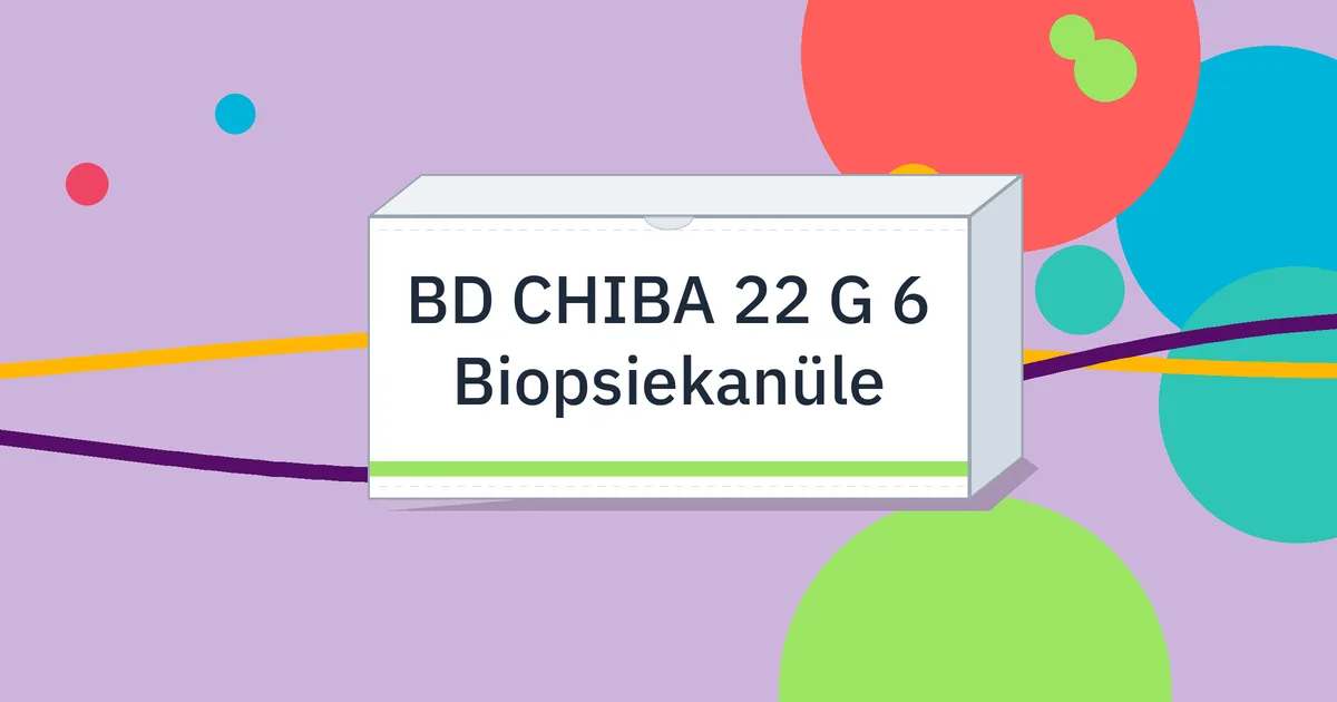 Symbolbild: Packung mit der Aufschrift BD CHIBA 22 G 6 Biopsiekanüle (PZN 07664720) – Verfügbarkeit und Bezug in Apotheken in Frankfurt am Main