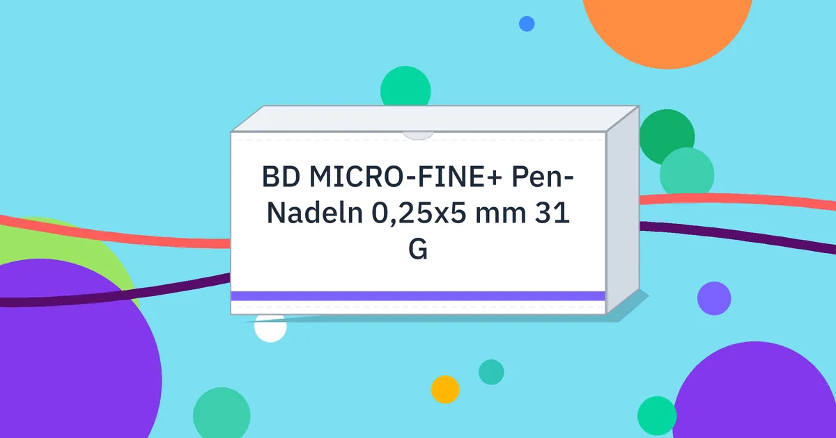 Symbolbild: Packung mit der Aufschrift BD MICRO-FINE+ Pen-Nadeln 0,25x5 mm 31 G (PZN 11518295) – Verfügbarkeit und Bezug in Apotheken in Frankfurt am Main