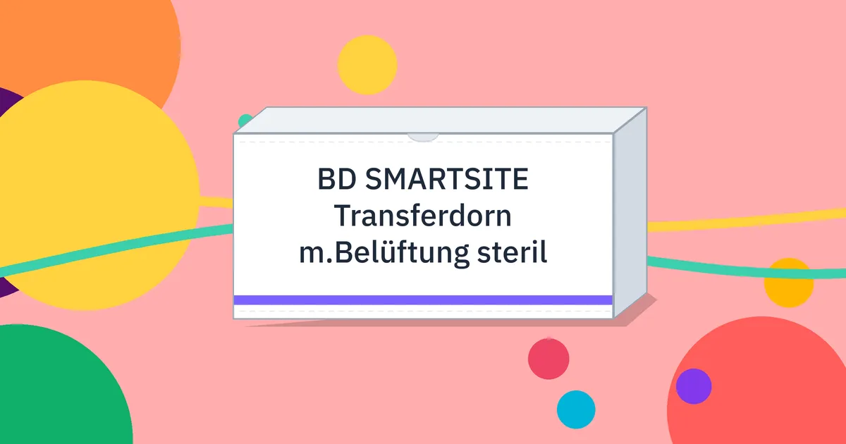 Symbolbild: Packung mit der Aufschrift BD SMARTSITE Transferdorn m.Belüftung steril (PZN 20862301) – Verfügbarkeit und Bezug in Apotheken in Frankfurt am Main