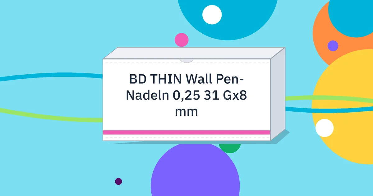 Symbolbild: Packung mit der Aufschrift BD THIN Wall Pen-Nadeln 0,25 31 Gx8 mm (PZN 13652537) – Verfügbarkeit und Bezug in Apotheken in Frankfurt am Main