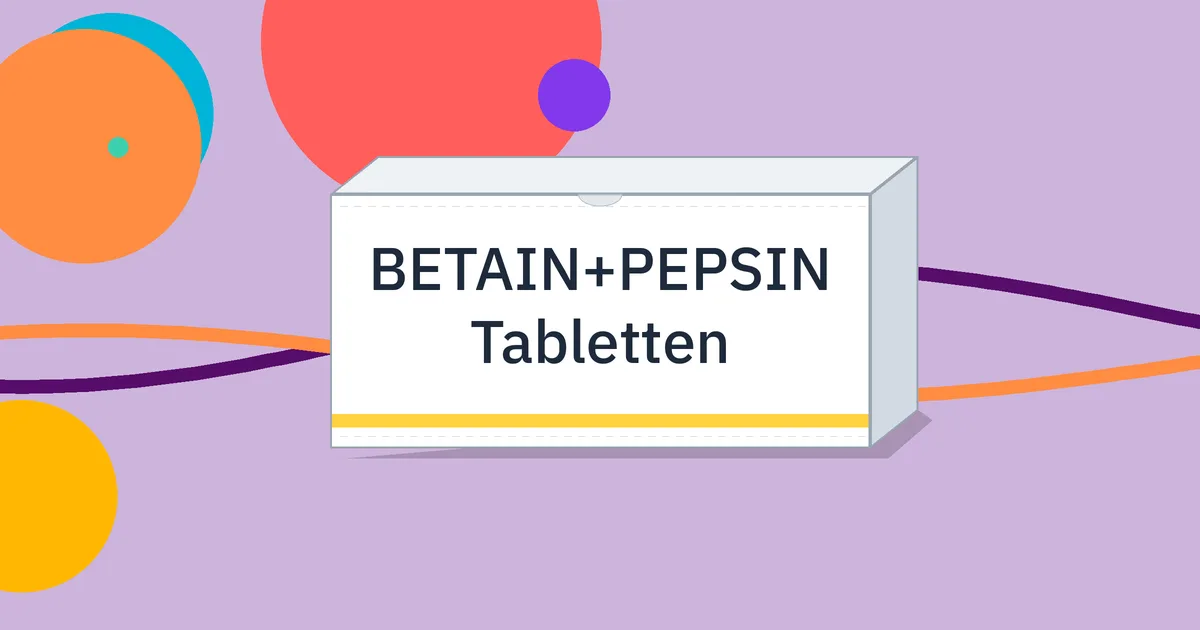 Symbolbild: Packung mit der Aufschrift BETAIN+PEPSIN Tabletten (PZN 18129881) – Verfügbarkeit und Bezug in Apotheken in Frankfurt am Main