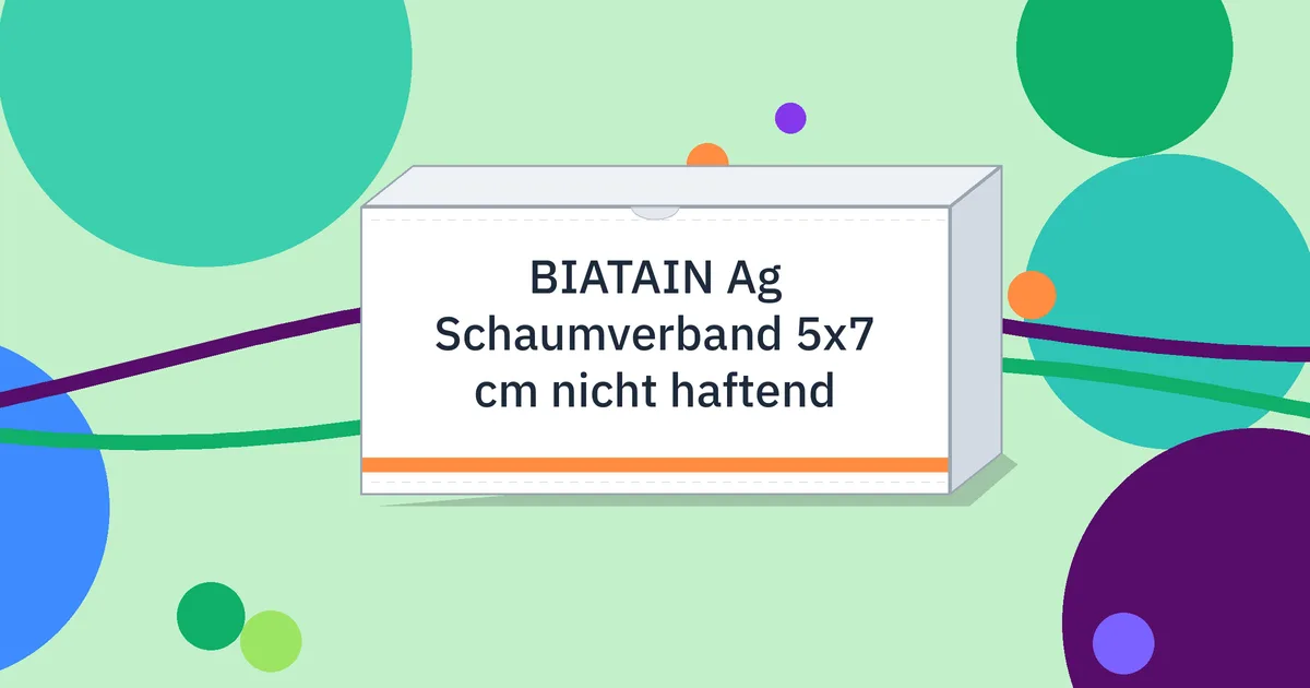 Symbolbild: Packung mit der Aufschrift BIATAIN Ag Schaumverband 5x7 cm nicht haftend (PZN 11381382) – Verfügbarkeit und Bezug in Apotheken in Frankfurt am Main