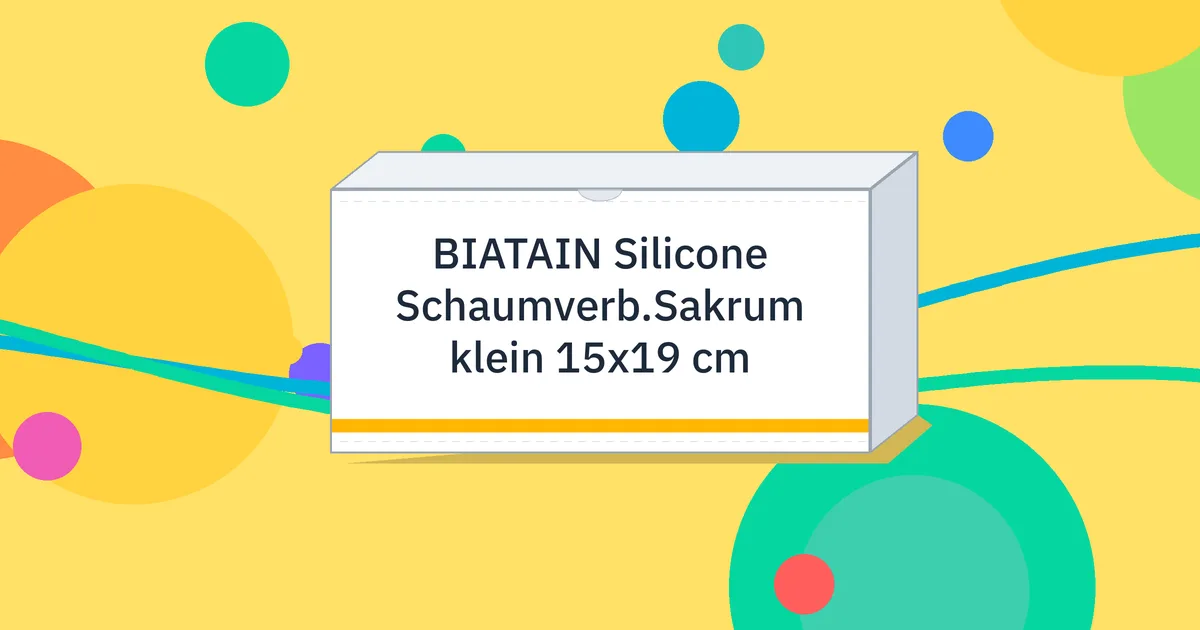 Symbolbild: Packung mit der Aufschrift BIATAIN Silicone Schaumverb.Sakrum klein 15x19 cm (PZN 20389365) – Verfügbarkeit und Bezug in Apotheken in Frankfurt am Main