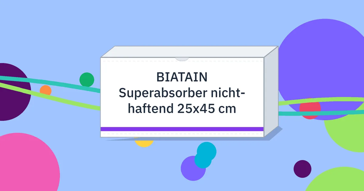 Symbolbild: Packung mit der Aufschrift BIATAIN Superabsorber nicht-haftend 25x45 cm (PZN 19376819) – Verfügbarkeit und Bezug in Apotheken in Frankfurt am Main