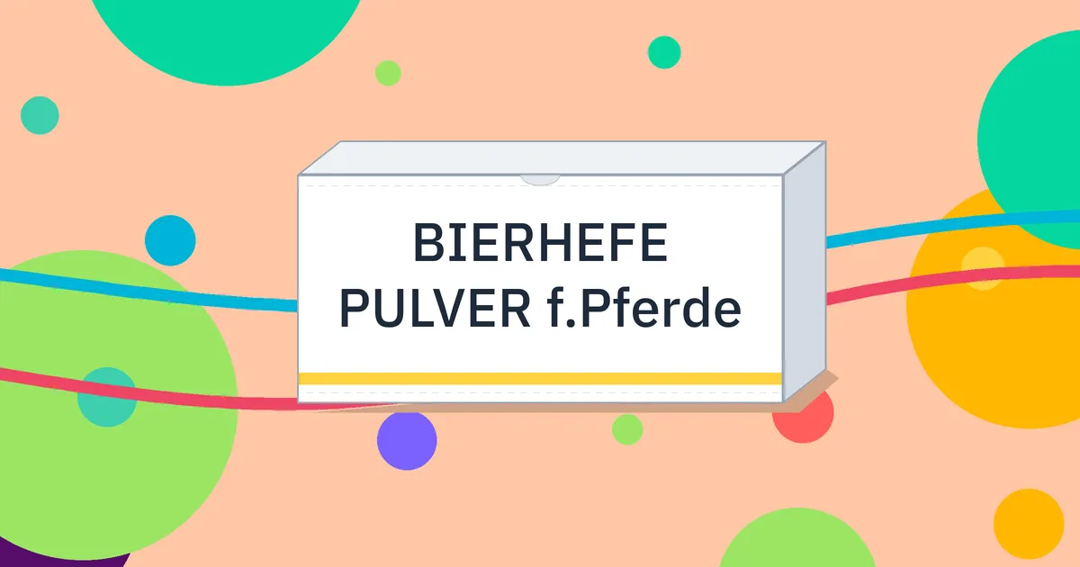 Symbolbild: Packung mit der Aufschrift BIERHEFE PULVER f.Pferde (PZN 16881451) – Verfügbarkeit und Bezug in Apotheken in Frankfurt am Main