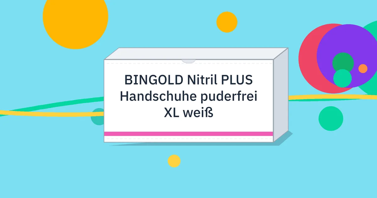 Symbolbild: Packung mit der Aufschrift BINGOLD Nitril PLUS Handschuhe puderfrei XL weiß (PZN 13542180) – Verfügbarkeit und Bezug in Apotheken in Frankfurt am Main