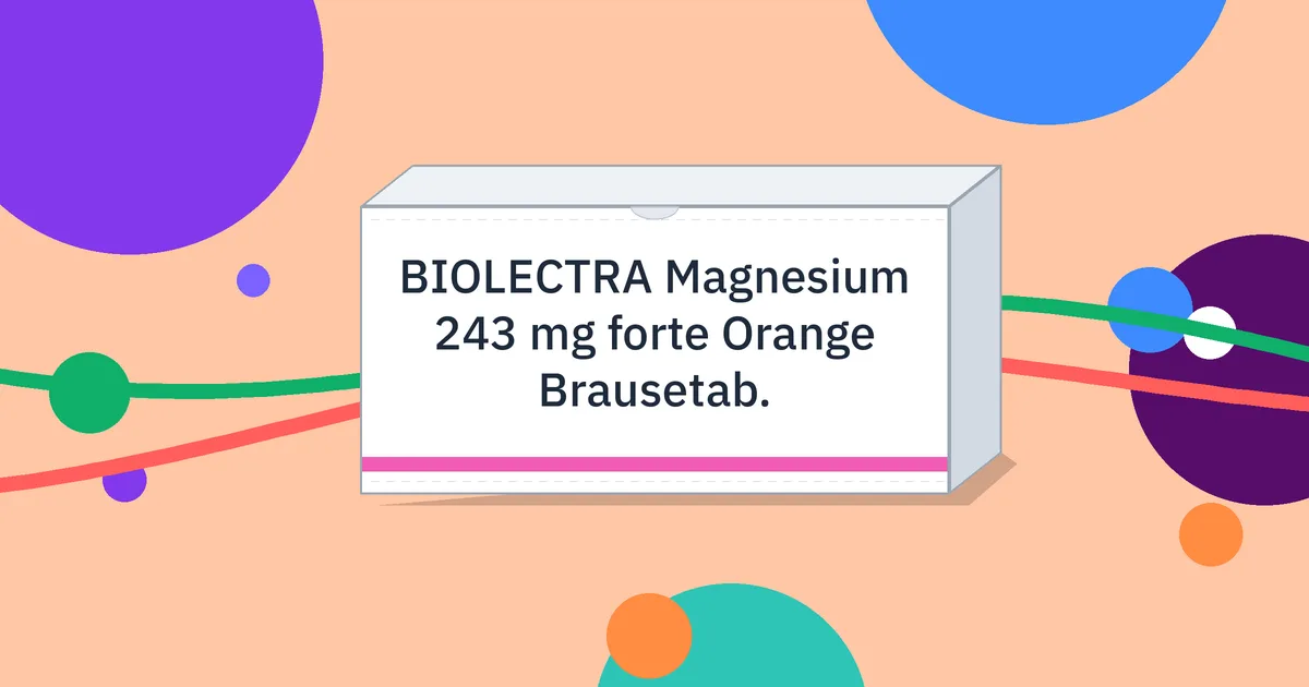 Symbolbild: Packung mit der Aufschrift BIOLECTRA Magnesium 243 mg forte Orange Brausetab. (PZN 06789307) – Verfügbarkeit und Bezug in Apotheken in Frankfurt am Main