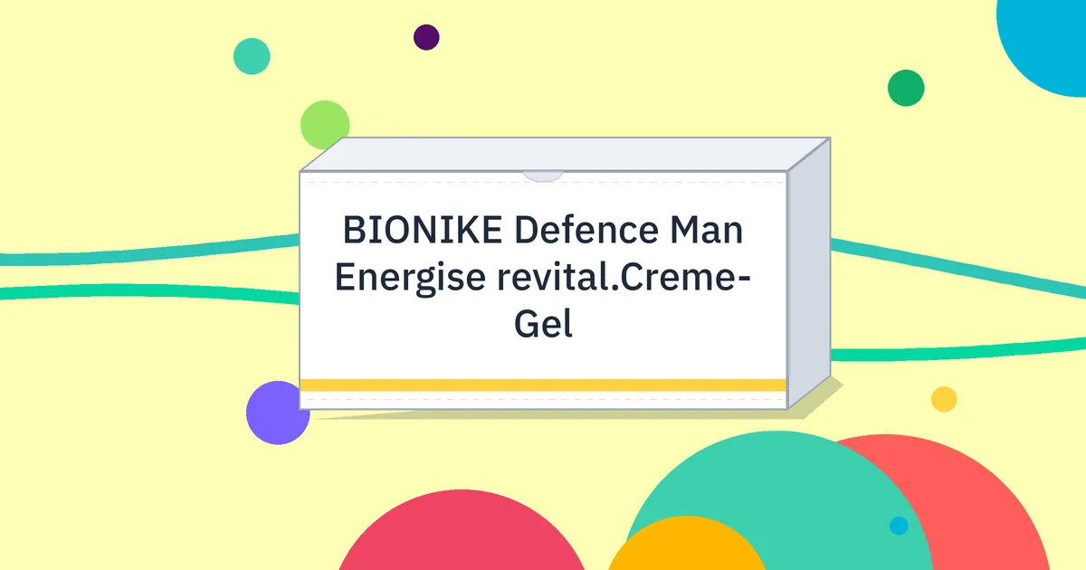 Symbolbild: Packung mit der Aufschrift BIONIKE Defence Man Energise revital.Creme-Gel (PZN 15383627) – Verfügbarkeit und Bezug in Apotheken in Frankfurt am Main