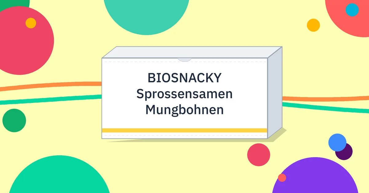 Symbolbild: Packung mit der Aufschrift BIOSNACKY Sprossensamen Mungbohnen (PZN 02285627) – Verfügbarkeit und Bezug in Apotheken in Frankfurt am Main