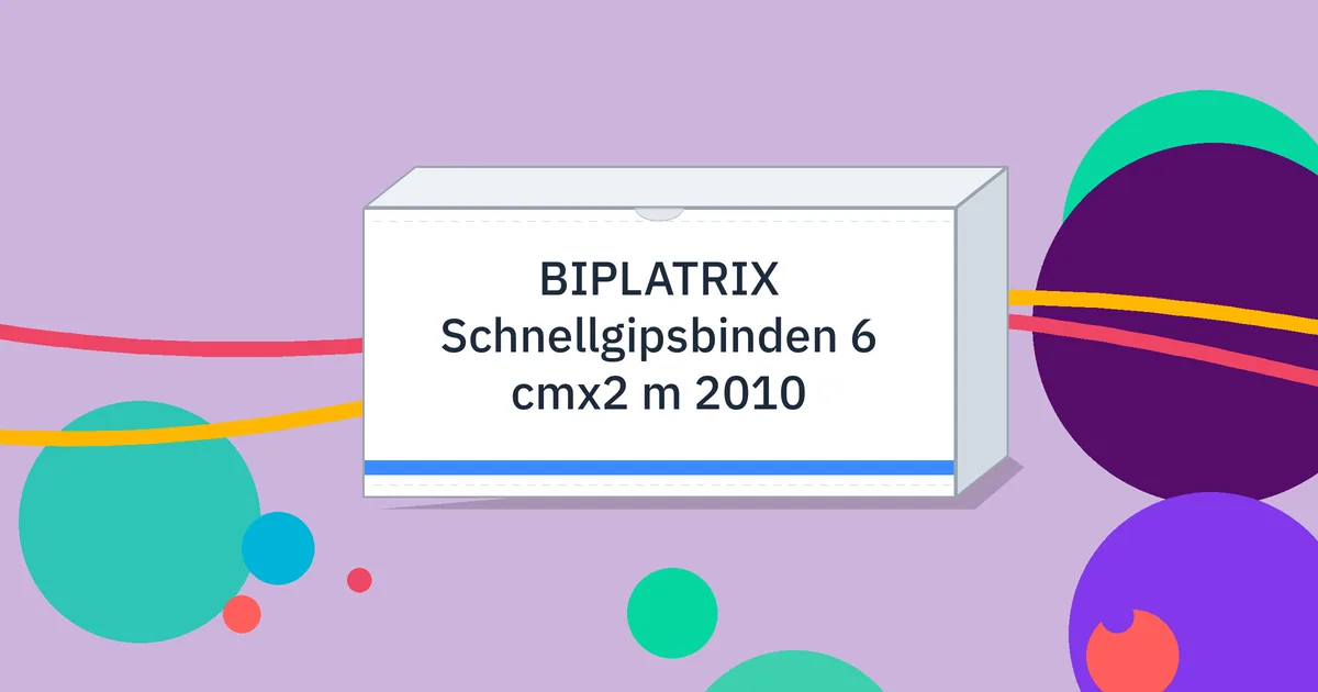 Symbolbild: Packung mit der Aufschrift BIPLATRIX Schnellgipsbinden 6 cmx2 m 2010 (PZN 07154143) – Verfügbarkeit und Bezug in Apotheken in Frankfurt am Main