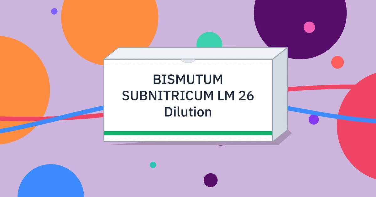 Symbolbild: Packung mit der Aufschrift BISMUTUM SUBNITRICUM LM 26 Dilution (PZN 13388951) – Verfügbarkeit und Bezug in Apotheken in Frankfurt am Main