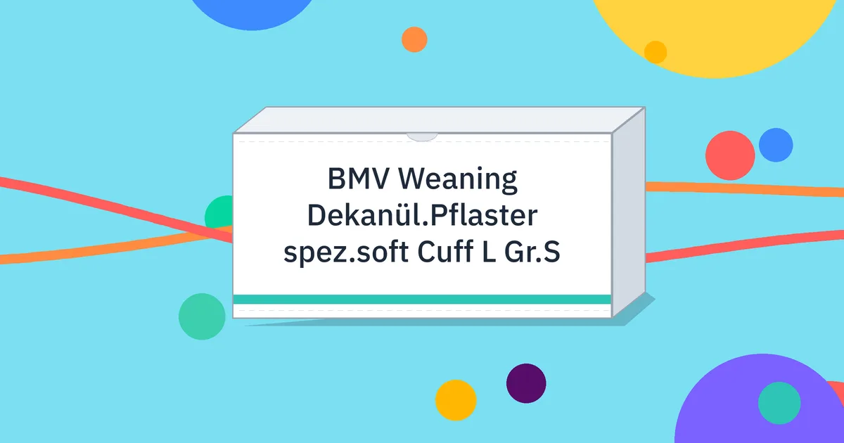 Symbolbild: Packung mit der Aufschrift BMV Weaning Dekanül.Pflaster spez.soft Cuff L Gr.S (PZN 16608614) – Verfügbarkeit und Bezug in Apotheken in Frankfurt am Main