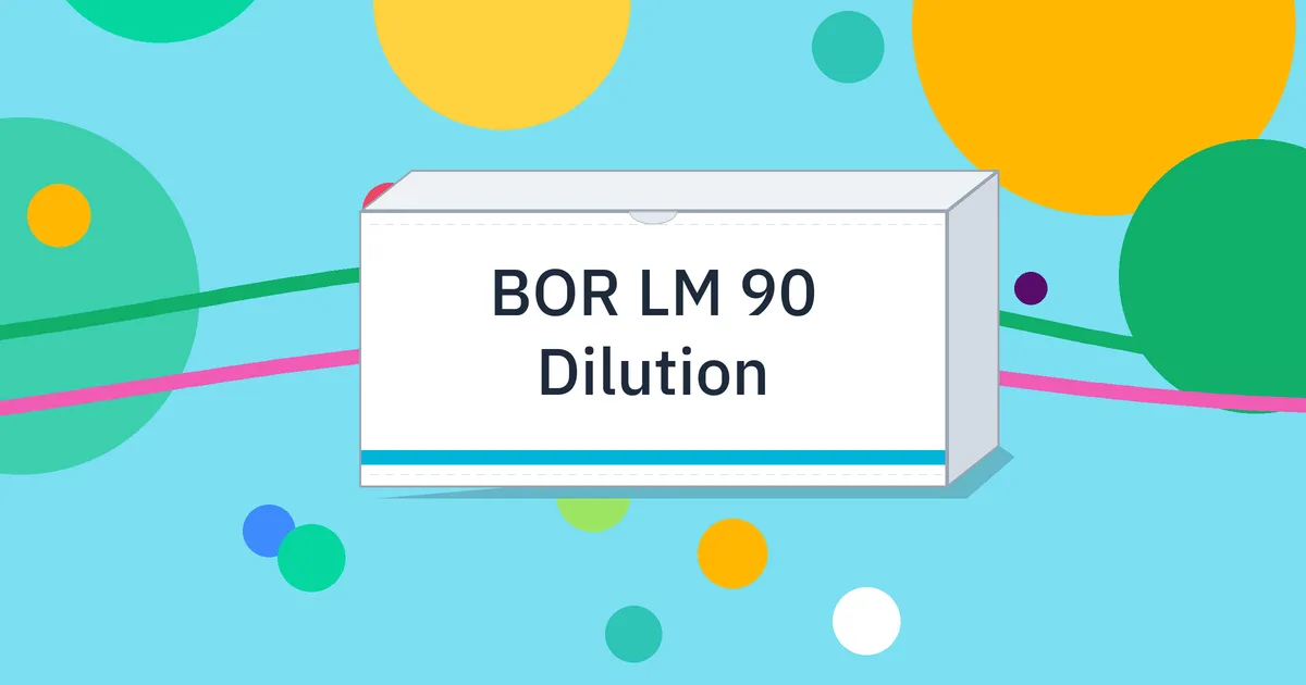 Symbolbild: Packung mit der Aufschrift BOR LM 90 Dilution (PZN 12795944) – Verfügbarkeit und Bezug in Apotheken in Frankfurt am Main