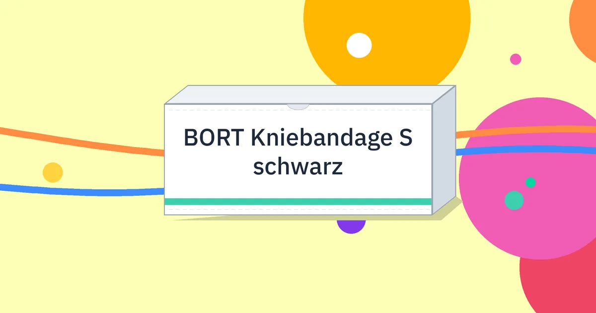 Symbolbild: Packung mit der Aufschrift BORT Kniebandage S schwarz (PZN 05539554) – Verfügbarkeit und Bezug in Apotheken in Frankfurt am Main