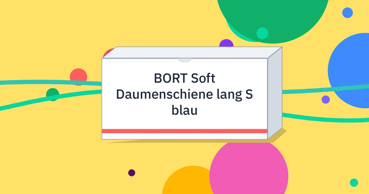 Symbolbild: Packung mit der Aufschrift BORT Soft Daumenschiene lang S blau (PZN 01607394) – Verfügbarkeit und Bezug in Apotheken in Frankfurt am Main