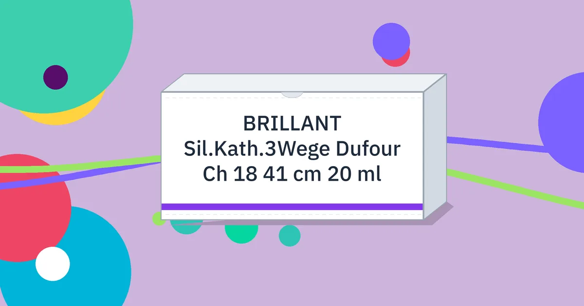 Symbolbild: Packung mit der Aufschrift BRILLANT Sil.Kath.3Wege Dufour Ch 18 41 cm 20 ml (PZN 07113658) – Verfügbarkeit und Bezug in Apotheken in Frankfurt am Main