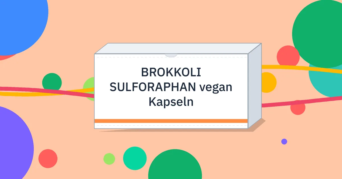 Symbolbild: Packung mit der Aufschrift BROKKOLI SULFORAPHAN vegan Kapseln (PZN 17903083) – Verfügbarkeit und Bezug in Apotheken in Frankfurt am Main
