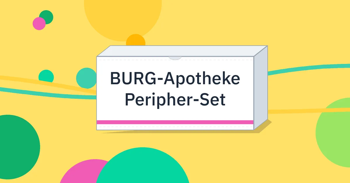 Symbolbild: Packung mit der Aufschrift BURG-Apotheke Peripher-Set (PZN 17639999) – Verfügbarkeit und Bezug in Apotheken in Frankfurt am Main