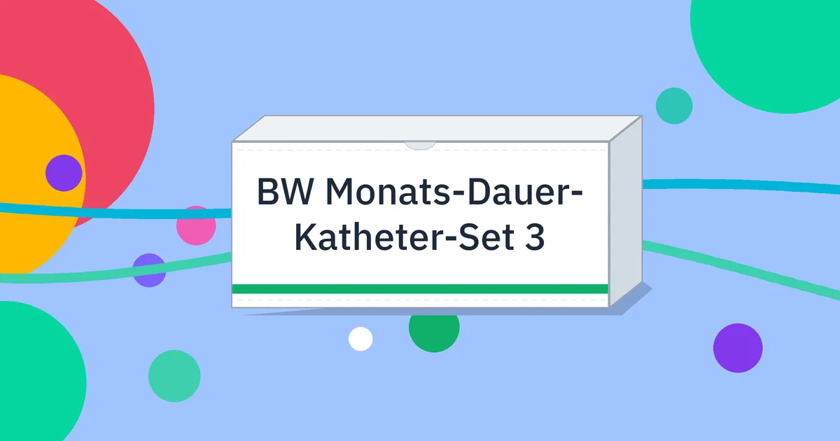 Symbolbild: Packung mit der Aufschrift BW Monats-Dauer-Katheter-Set 3 (PZN 10029246) – Verfügbarkeit und Bezug in Apotheken in Frankfurt am Main