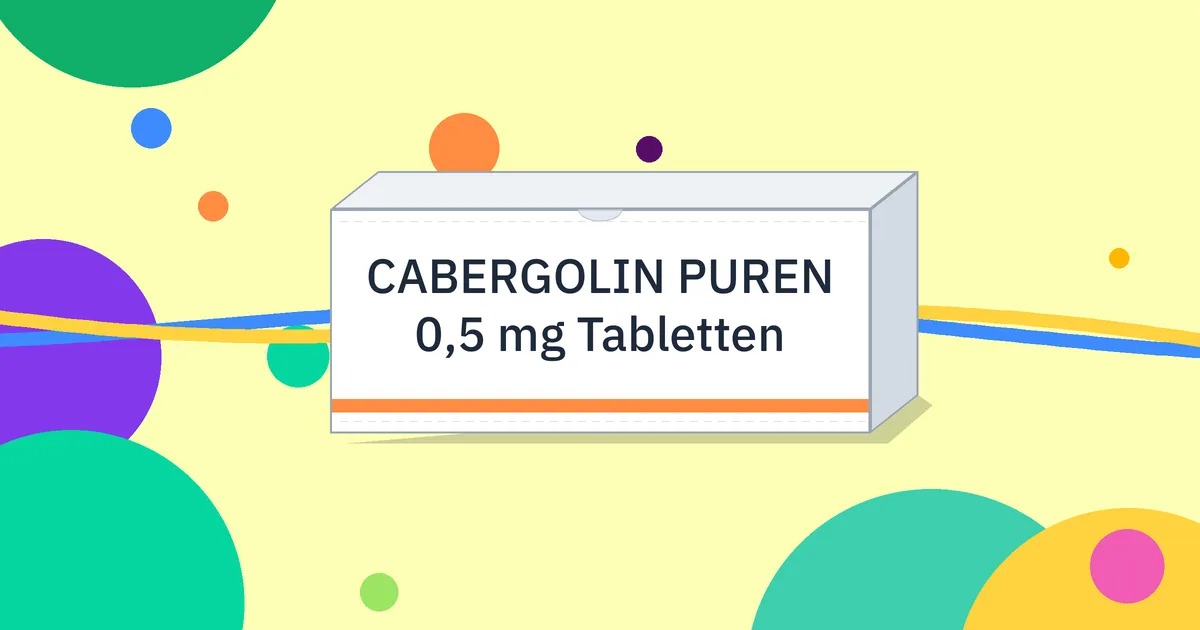 Symbolbild: Packung mit der Aufschrift CABERGOLIN PUREN 0,5 mg Tabletten (PZN 19106103) – Verfügbarkeit und Bezug in Apotheken in Frankfurt am Main