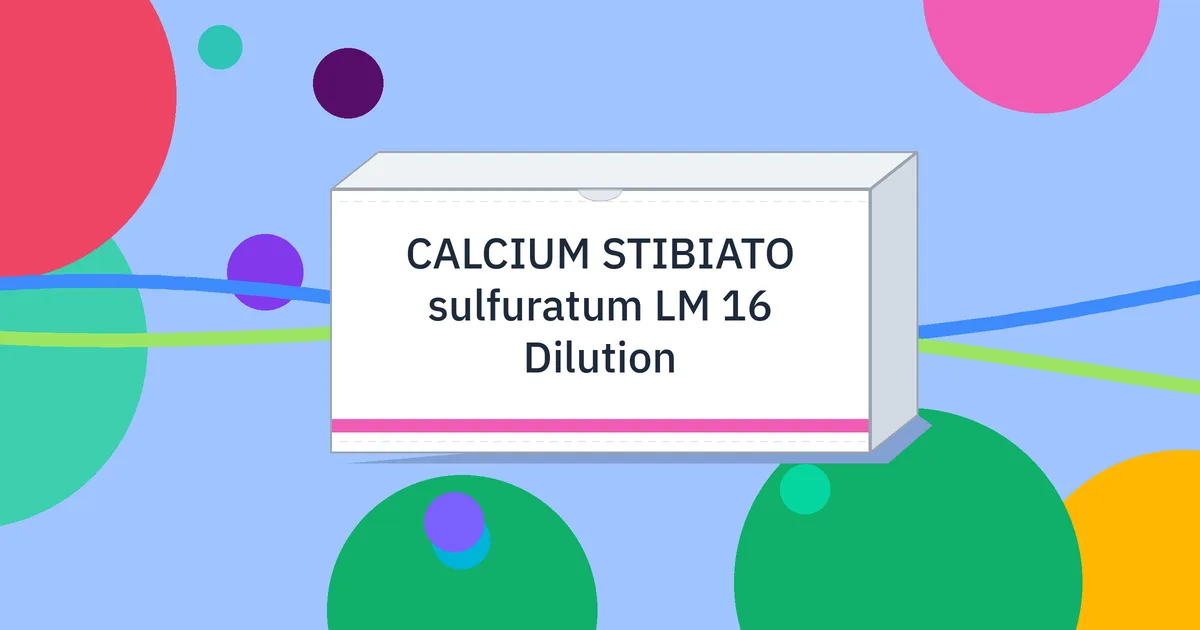 Symbolbild: Packung mit der Aufschrift CALCIUM STIBIATO sulfuratum LM 16 Dilution (PZN 12806599) – Verfügbarkeit und Bezug in Apotheken in Frankfurt am Main