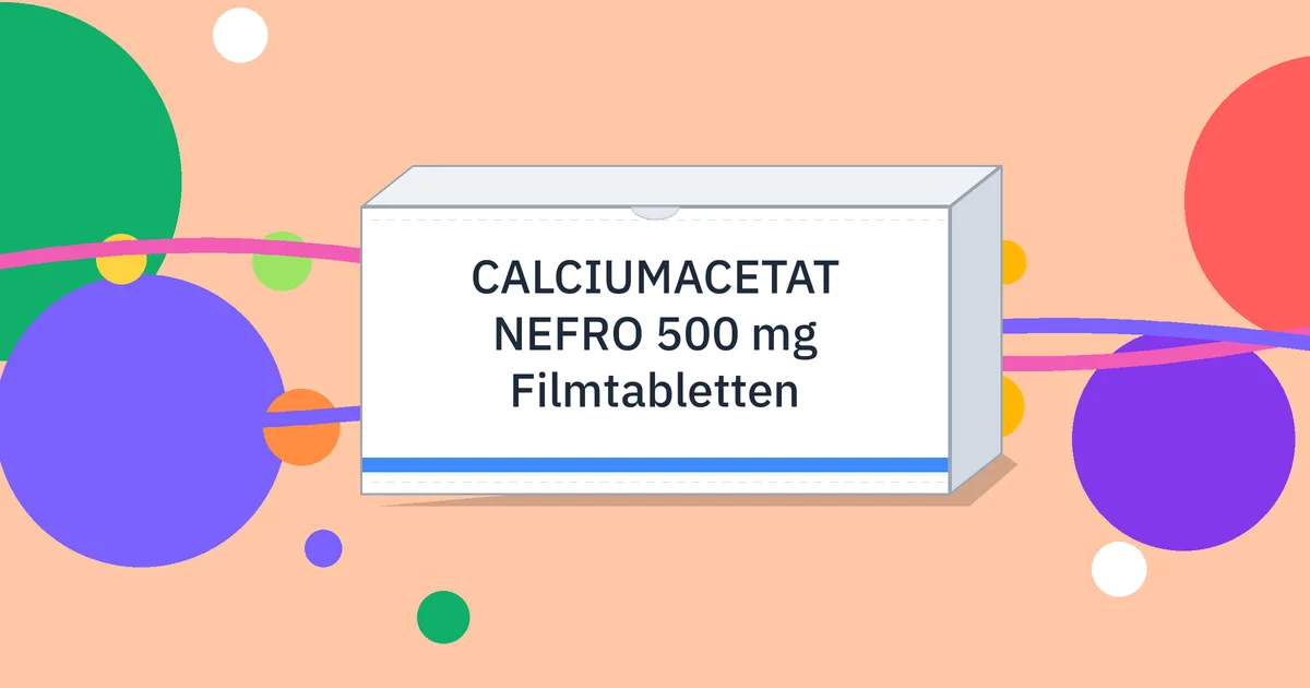 Symbolbild: Packung mit der Aufschrift CALCIUMACETAT NEFRO 500 mg Filmtabletten (PZN 04133212) – Verfügbarkeit und Bezug in Apotheken in Frankfurt am Main