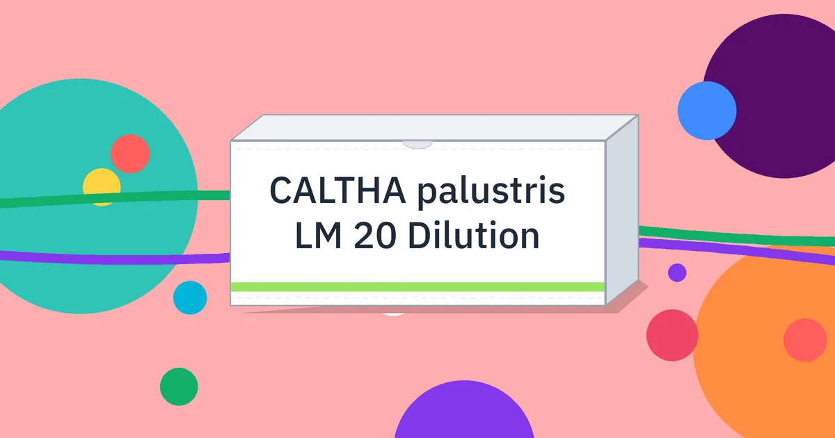 Symbolbild: Packung mit der Aufschrift CALTHA palustris LM 20 Dilution (PZN 13411673) – Verfügbarkeit und Bezug in Apotheken in Frankfurt am Main