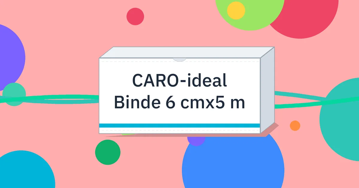 Symbolbild: Packung mit der Aufschrift CARO-ideal Binde 6 cmx5 m (PZN 11670459) – Verfügbarkeit und Bezug in Apotheken in Frankfurt am Main